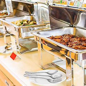 Matte Serving Utensils HaWare 5-Piece Stainless Steel Hostess Serving Set for Party Kitchen Restaurant, Satin Finished, Dishwasher Safe, Include Spoons, Slotted Spoon, Forks, Pie Server, Butter Knife