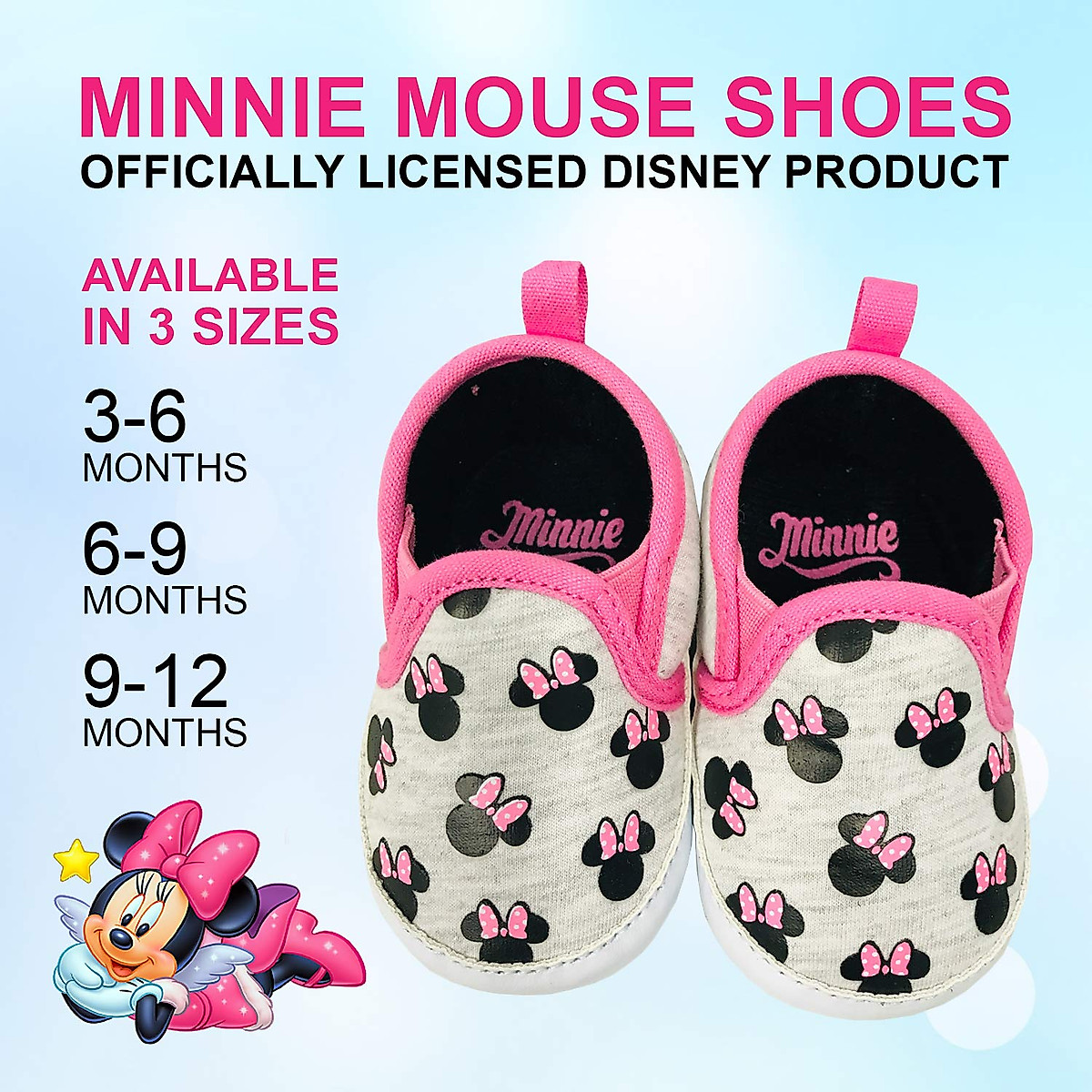 Disney Mickey Mouse Red and Black Infant Shoes (Pink Minnie, us_Footwear_Size_System, Infant, Age_Range, Medium, 9_Months, 12_Months)