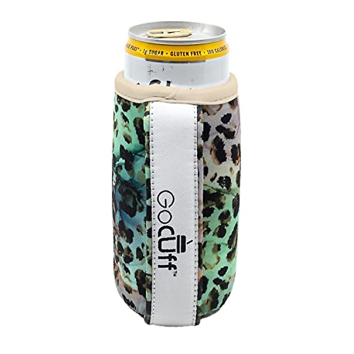 GoCuff Slim Can Cuff Covers For Beer Reusable Insulator With Easy Grip Handle Neoprene Can Coozie With Insulated Sleeves For Skinny Cans Soda, and Other 12 oz Slim Can Beverages (Emerald Jungle)