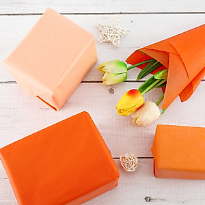 Whaline 120 Sheet Assorted Orange Tissue Paper 15 x 20 Inch Wrapping Paper Decorative Gift Wrap Tissue Paper Art Paper Crafts for Halloween Autumn Thanksgiving Fall Harvest Holiday Pompom