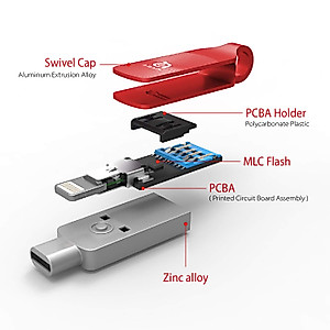 ADAM elements iKlips Duo+ 128GB MFi Certified Premium Flash Drive Compatible with iPad, iPhone (128GB, Obsidian Black)