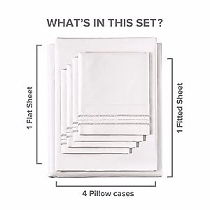 King Size Sheet Set - 6 Piece Set - Hotel Luxury Bed Sheets - Extra Soft - Deep Pockets - Easy Fit - Breathable & Cooling Sheets - Wrinkle Free - Comfy - White Bed Sheets - Kings Sheets -6 PC