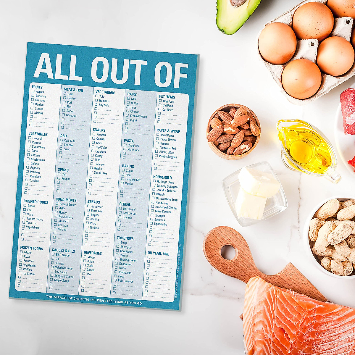 Knock Knock All Out Of Grocery List Note Pad, 6 x 9-inches (Blue)