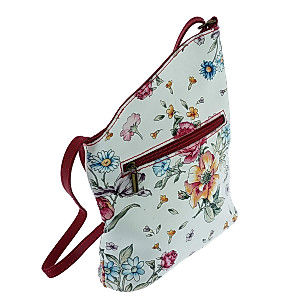 Fioretta Italian Embossed Genuine Leather Flower Pattern Crossbody Shoulder Bag Handbag For Women