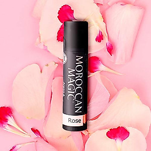 Organic Moroccan Magic Lip Balm 3 Pack | Rose Lip Balm Set | Chapsticks for Dry Lips | Made with Natural Argan, Essential Oils Lip Moisturizer and Vitamin E | Smooth Application, Non-Toxic