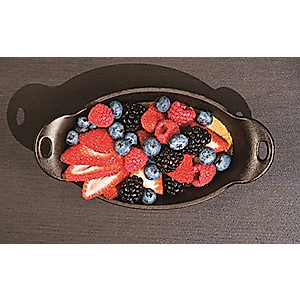 Lodge Heat Enhanced and Seasoned Cast Iron Oval Mini Server, 9-Ounce, Black