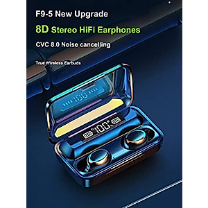 True Wireless Earbuds Bluetooth 5.0 Headphones Touch Control with Wireless Charging Case IPX7 Waterproof Stereo Earphones in-Ear Built-in Mic Headset Premium Deep Bass Black