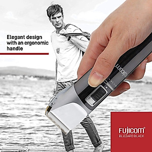 Fujicom Hair Clippers for Men Professional Trimmer Clippers Cordless Rechargeable with 2 Speed Hair cutting Kit Low Noise with Adjustable Ceramic Blade Lithium Battery and 4 Comb Dock station