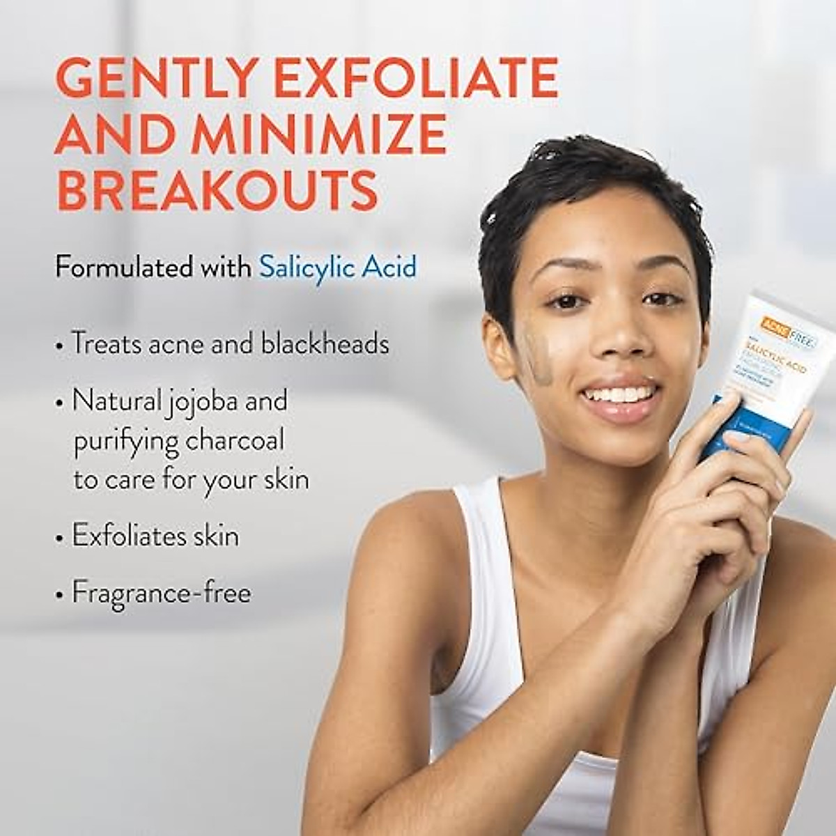 AcneFree Blackhead Removing Exfoliating Face Scrub with 2% Salicylic Acid and Charcoal Jojoba, 5 Ounce - Pack of 2