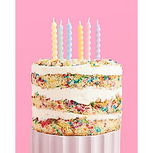 xo, Fetti Swirly Pastel Birthday Party Candles - 6 Pieces | Squiggly Cute Bday Supplies, Wavy Fun Cake Decorations