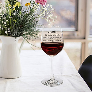 COVLUROTO Mothers Day Funny Gifts for Mom from Daughter Son-13OZ Wine Glass Goblet-Novelty Christmas Thanksgiving Birthday Anniversary Retirement Gift Presents Idea for New Mom Mother in Law Stepmom