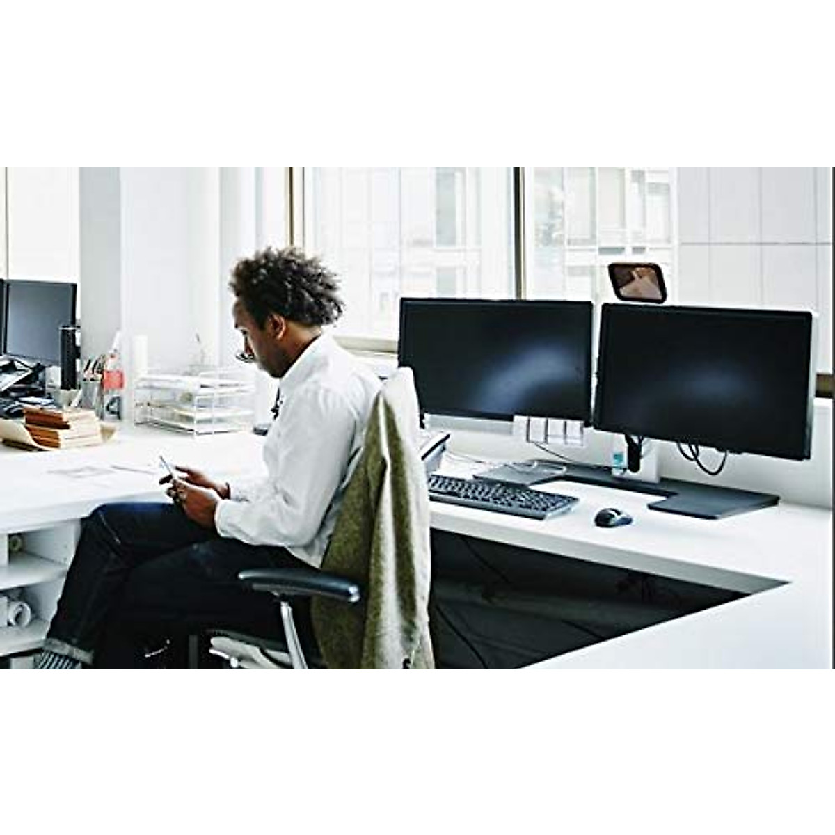 Clip-On Rear View Mirror for PC Monitors or Anywhere by Modtek (1 pack)