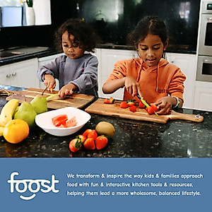 Foost Kids Knife - Kitchen Safe Kids Knife for Real Cooking & Cutting Vegetables & Food - Next Knife for Kids Aged 5+ with Stainless Steel Coat, Longer Serrated Blade, Blunt Tip, & Easy Grip Handle