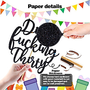 Dirty F*cking Thirty Cake Topper, Funny 30 Birthday Cake Decor for Men Women, Happy 30th Birthday Party Decorations Supplies,Black Glitter