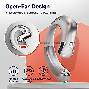 OpenRock Pro Open Ear Air Conduction Earbuds, Bluetooth 5.2 46H Playtime Wireless Sports Earbuds with Charging Case, Adjustable Ear Hooks, IPX5 Waterproof Ideal for Cycling Workouts Office