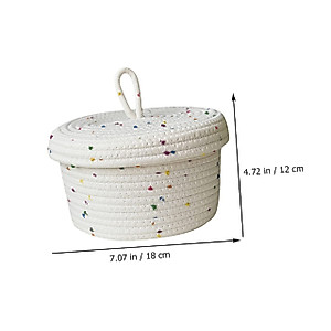 Cabilock 2pcs Storage Box mini decor snacks container desk top decor white woven storage basket woven rope basket small cotton rope basket Makeup Storage Basket Decorative Desktop Basket