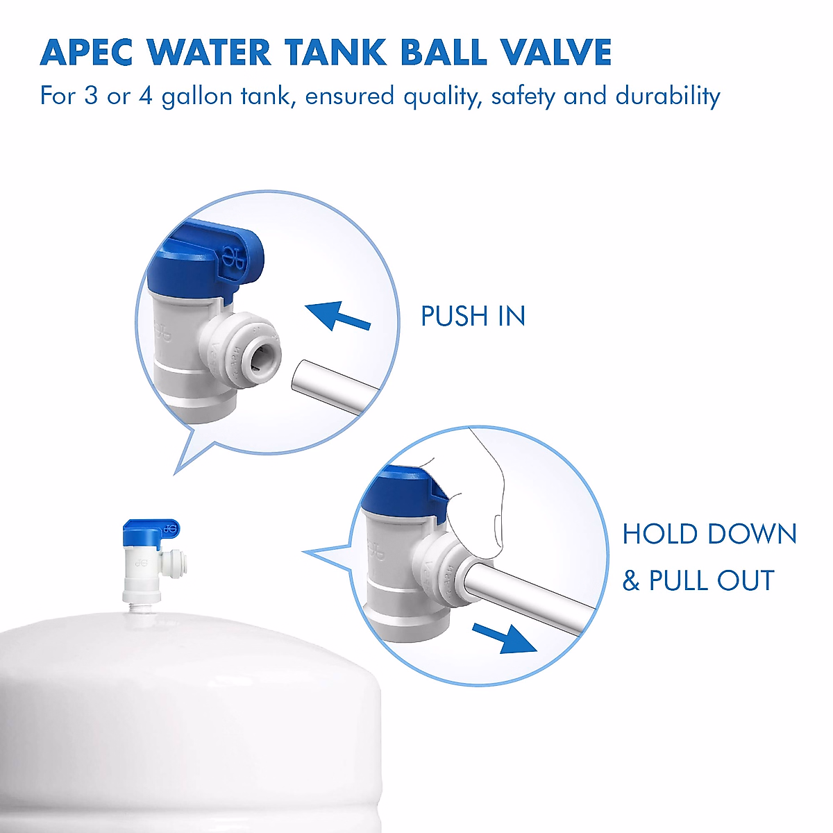 John Guest Polypropylene Tank Ball Valve - PPSV500822WP (1/4" Tube OD x 1/4" Thread NPTF)