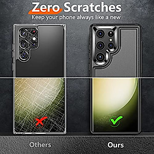 Red2Fire for Samsung Galaxy S23 Ultra Case, [Military Grade Shockproof] with 2Pcs [Soft Screen Protector + Lens Protector] Heavy Duty Full Body Protection Phone Case for S23 Ultra Case 5G, Black