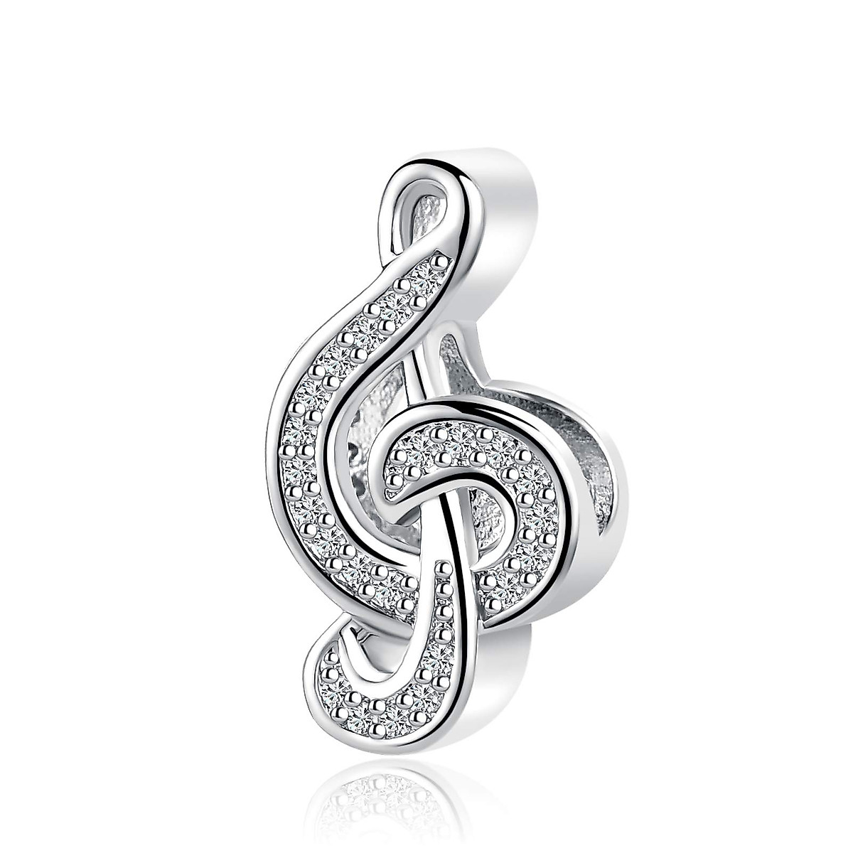 QeenseKc Treble Clef Music Cubic Zirconia Charm Bead for Pandora Charm Bracelet