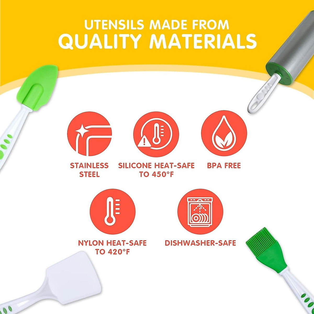 Curious Chef 27-Piece Kitchen Foundation Kit for Kids, includes Real Cooking and Baking Tools, Dishwasher Safe and Made with BPA-Free Plastic