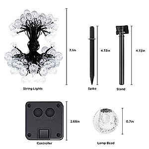 PETVAY Solar String Lights Outdoor,100 LED 33 FT Crystal Globe Lights Waterproof with 8 Lighting Modes,Solar Powered Patio Lights for Garden Yard Porch Wedding Party Decor (Warm White)