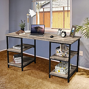 yoptote, Trestle, Modern Simple Style Study Work Game, Workstation Home Office Table Computer Desk, Gray