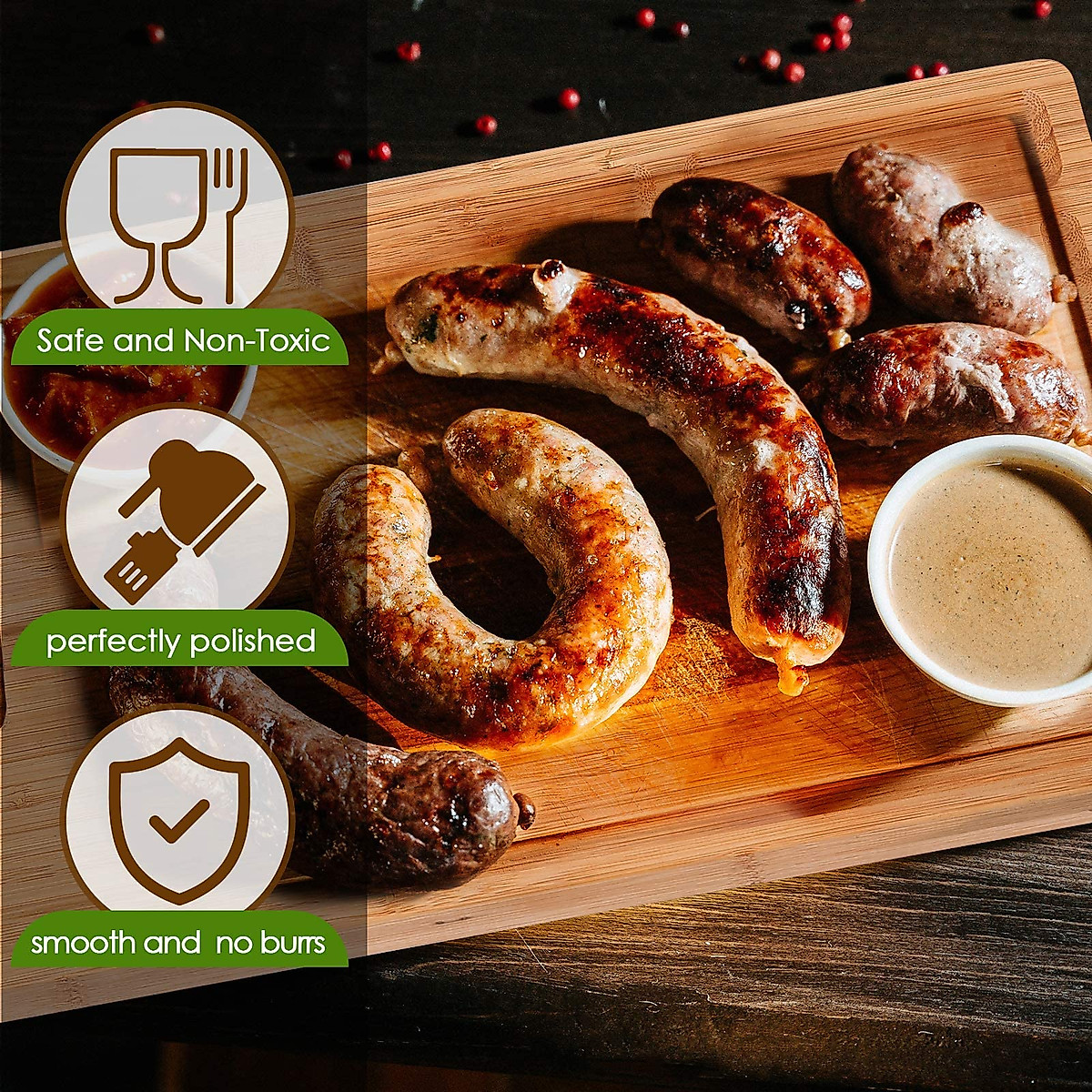 InnoStrive Cutting Board 100% Organic Bamboo Cutting Board For Kitchen Durable Chopping Board For Meats Bread Fruits With Deep Juice Croove…