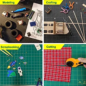 NEWBRAUG 18'' × 24'' Perfect Self Healing Cutting Mat, Non-Slip Gridded Rotary Cutting Board, Necessary for Quilting, Sewing, Craft, Fabric & Scrapbooking(Green/Black)