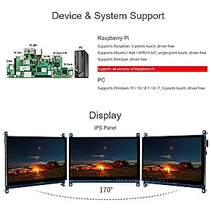 waveshare 7inch HDMI LCD (C) Capacitive Touch Screen Display Supports Various Systems for All Ver. Raspberry pi 3 Model B/3 B+ 2B/B+/B/A BeagleBone Black Banana Pi/Pro Video Photo Kit