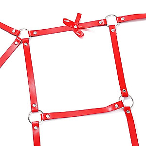 Aiosy Punk Waist Chain Red Leather Belly Body Chain Thigh Harness Belt Rave Body Accessories Jewelry for Women