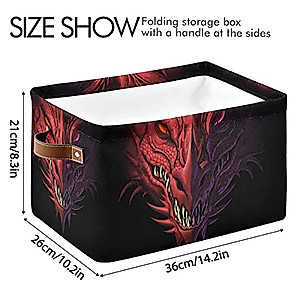 3D Magical Animal Dragon Storage Bins Basket, Collapsible Storage Cube Rectangle Storage Box with Handles for Shelf Closet Nursery Bedroom Home Office 1 Pack