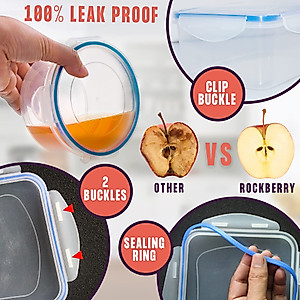 RockBerry 32 Pcs Large Plastic Food storage containers-85 oz to Sauces Box Stackable Kitchen storage bowls sets-BPA Free Leak proof with lids airtight-Microwave freezer safe lunch boxes