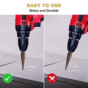 Aleric Step Drill Bit Set - 5 Pcs HSS Titanium Step Drill Bits,High Speed Steel Step Bits for Metal,Wood,Plastic, Step Bit,Multiple Size Hole Cutting Drilling Cone Unibit Step Drill Bit for DIY Lovers