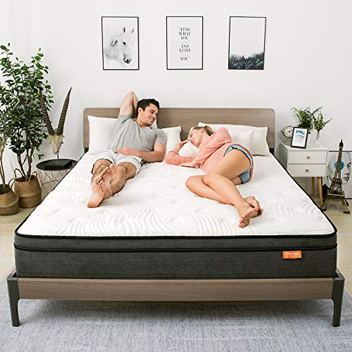 Sweetnight Twilight 10 Inch Mattress in a Box - PillowTop Memory Foam & Inner Springs Hybrid - Sleep Cool, Motion Isolating Individually Wrapped Coils - King