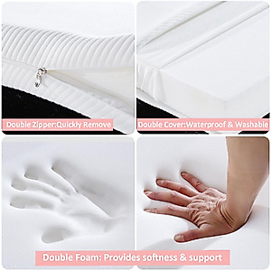 Ustenroya White Pack n Play Mattress 3" Thick Crib Mattress Pad Fit 38 x 26 Play Pen, Lightweight Mini Mattress Nap Mat, Portable Baby Travel Mattresses with Removable, Washable, Mattress Cover