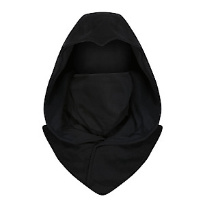 Rogue Ninja Hood Cyberpunk Mask Assassin Cosplay Techwear Cowl Ren Faire (Black)