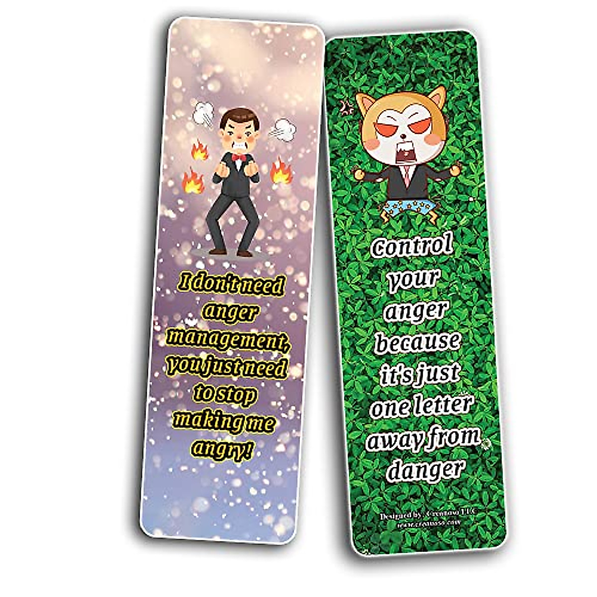 Creanoso Anger Management Quotes Bookmarks (2-Sets X 6 Cards) – Daily Inspirational Card Set – Interesting Book Page Clippers – Great Gifts for Adults and Professionals