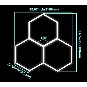 Hexagon LED Garage Light, Super Bright 106W 12600LM 65000K Daylight White LED Car Garage Light, 3 Hexagonal Grids for Garage, Shopping Mall, Workshop and Car Detailing etc. 82.67x82.67inch