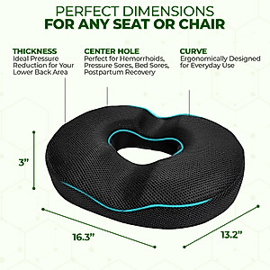AnboCare Donut Gel Sitting Pillow - Orthopedic Memory Foam for Tailbone Pain, Hemorrhoid, Bed Sores, Postpartum, Prostate, Coccyx & Sciatica Pain
