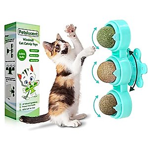 Petslucent Catnip Ball for Cats Wall, 3in1 Cat Toys Wall Ball Mint Balls Lick Roller, Cat Nip Silvervine Edible Kitty Safe Healthy Kitten Teeth Cleaning Dental Cat Toy Chew Toys Indoor