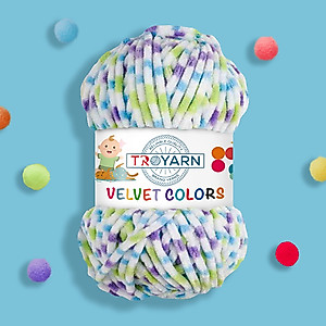 Troyarn Velvet Colors Chenille Baby Blanket Yarn Amigurumi Yarn for Crocheting and Knitting Super Bulky 100 gr (131 yds) (10222)