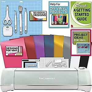 Cricut Explore Air 2 Machine Bundle - Beginner Guide, Tool Kit, Vinyl Pack, Designs & Project Inspiration