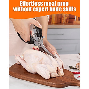 Brigii Kitchen Shears, Stainless Steel Heavy Duty Poultry Shears, Multi-Purpose Kitchen Scissors for Cutting Chicken, Fish, Seafood, and Vegetables, Spring Loaded-Black