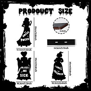 3Pcs Hocus Pocus Wooden Table Centerpieces, Hocus Pocus Halloween Decoration Silhouette Witch Signs Decor, I Smell Children &Makes Me Sick Halloween Wooden Signs