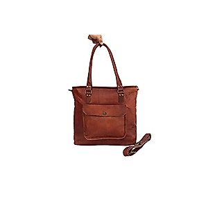 Genuine Leather Tote Bag Women's Handbag Purse Work Travel Shopping Holdall Shoulder Bags, 16 Inch Medium