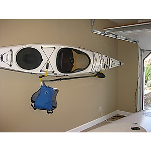 Suspenz Kayak Folding Storage Rack, Wall Hangers, Hooks, Indoor & Outdoor Use, Weight Capacity 75 lbs, Yellow, (12-8601)