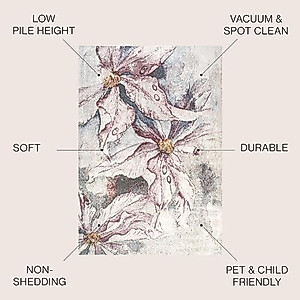 JONATHAN Y CTP204A-8 Pastello Modern Abstract Muted Flowers Indoor -Area Rug, Contemporary, Floral, Tropical Easy-Cleaning,Bedroom,Kitchen,Living Room,Non Shedding, Pink/Gray, 8 X 10