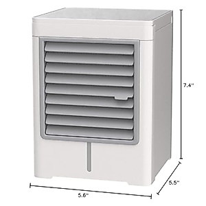 Vivibyan Personal Air Cooler, Portable Evaporative Conditioner with 3 Wind Speeds Touch Screen Small Desktop Cooling Fan, Mini Fan for Home, Bedroom Room, Office, Dorm, Car, Camping Tent, NEW WHITE