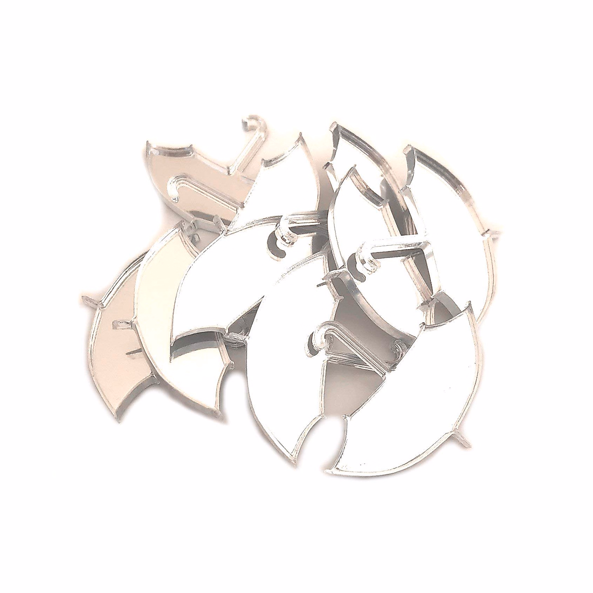 Super Cool Creations Umbrella Shaped Crafting Mirrors, Set of 10, Many Colours, Shatterproof Acrylic, Green, Pack of 10 x 4cm