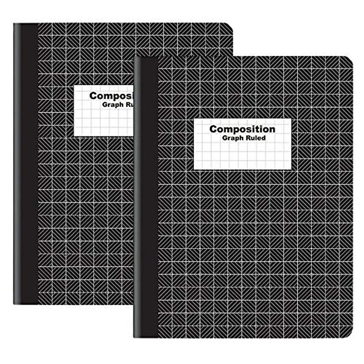 1InTheOffice Graph Composition Notebook, 9.75" x 7.5" Graph Paper Notebook, Black "2 Pack"